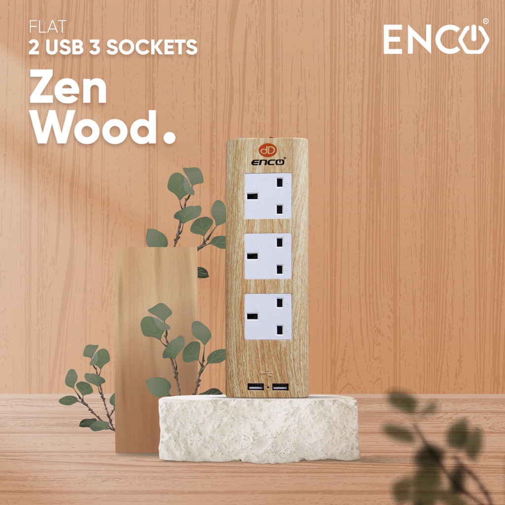 Enco Pengecas USB Pelindung Lonjakan Model Flat Collection dengan Suis ...