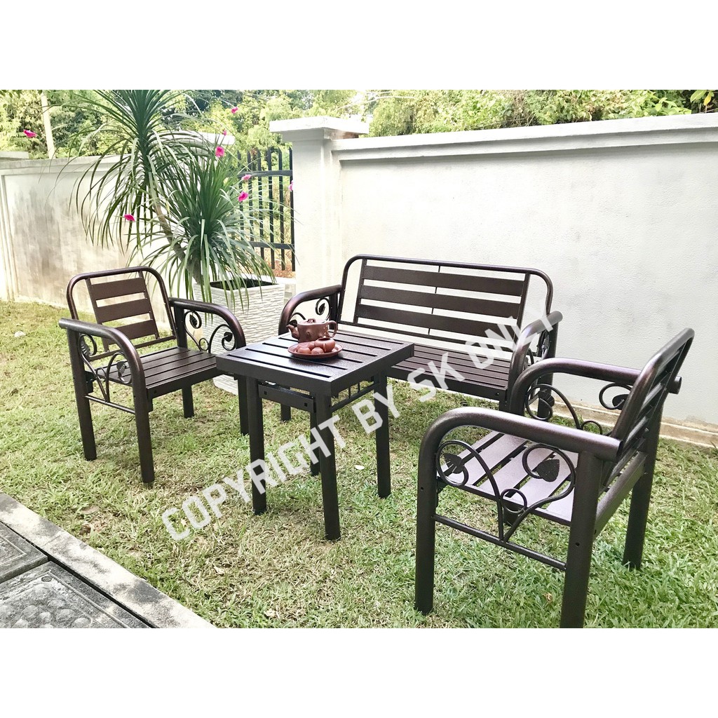 [1set 1order] Outdoor Furniture Bench Set /Long Garden Full Set/Metal ...