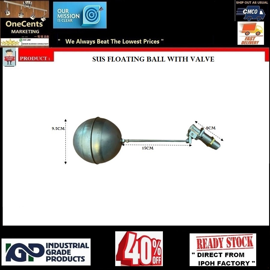 DN15 MALE THREAD WATER TANK BALL STAINLESS STEEL FLOW CONTROL FLOAT ...