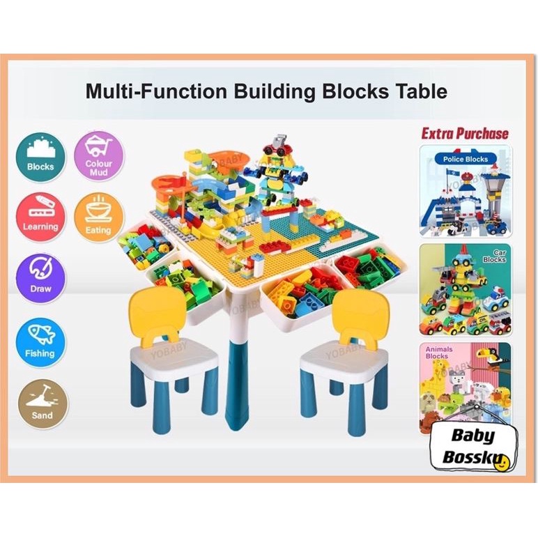 🍼 Multi-Function Children Big Blocks / Small Blocks Table Learning Playing & Study Drawing Big ...