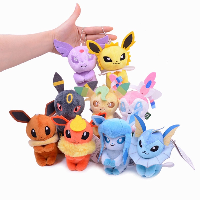Mini 10cm Pokemon Go Figure Plush Toys Eeveelution Soft Keychain Ornaments Eevee Soft Stuffed ...