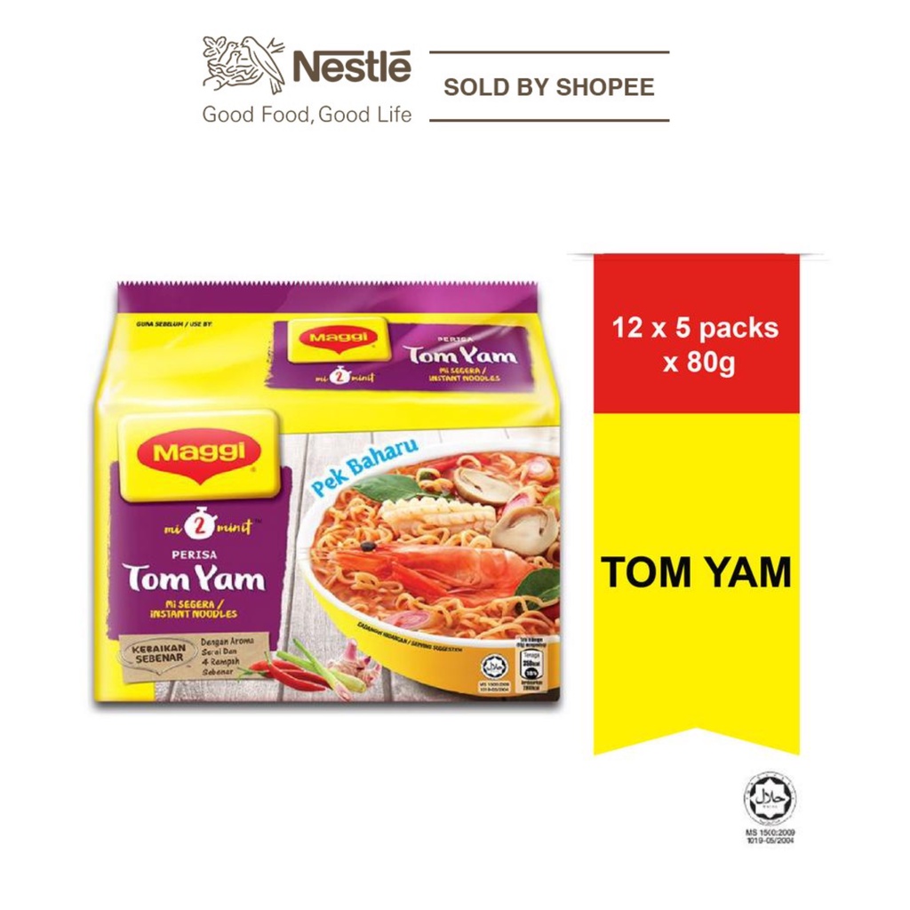 [Carton of 12] MAGGI 2-MINN Tom Yam 80g x 5 Packs (Halal) | Shopee Malaysia