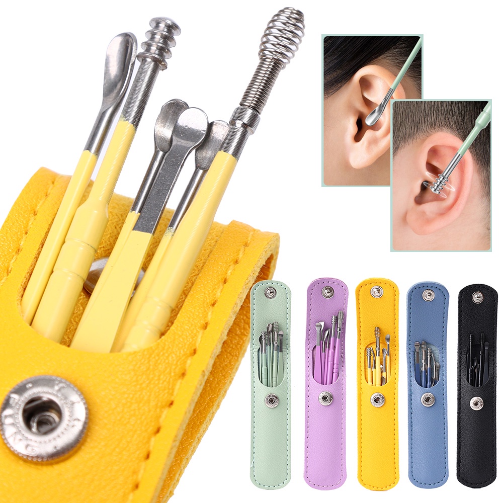 6 Pcs Portable Ear Cleaner Set / Stainless Steel Curette Spring Earwax ...