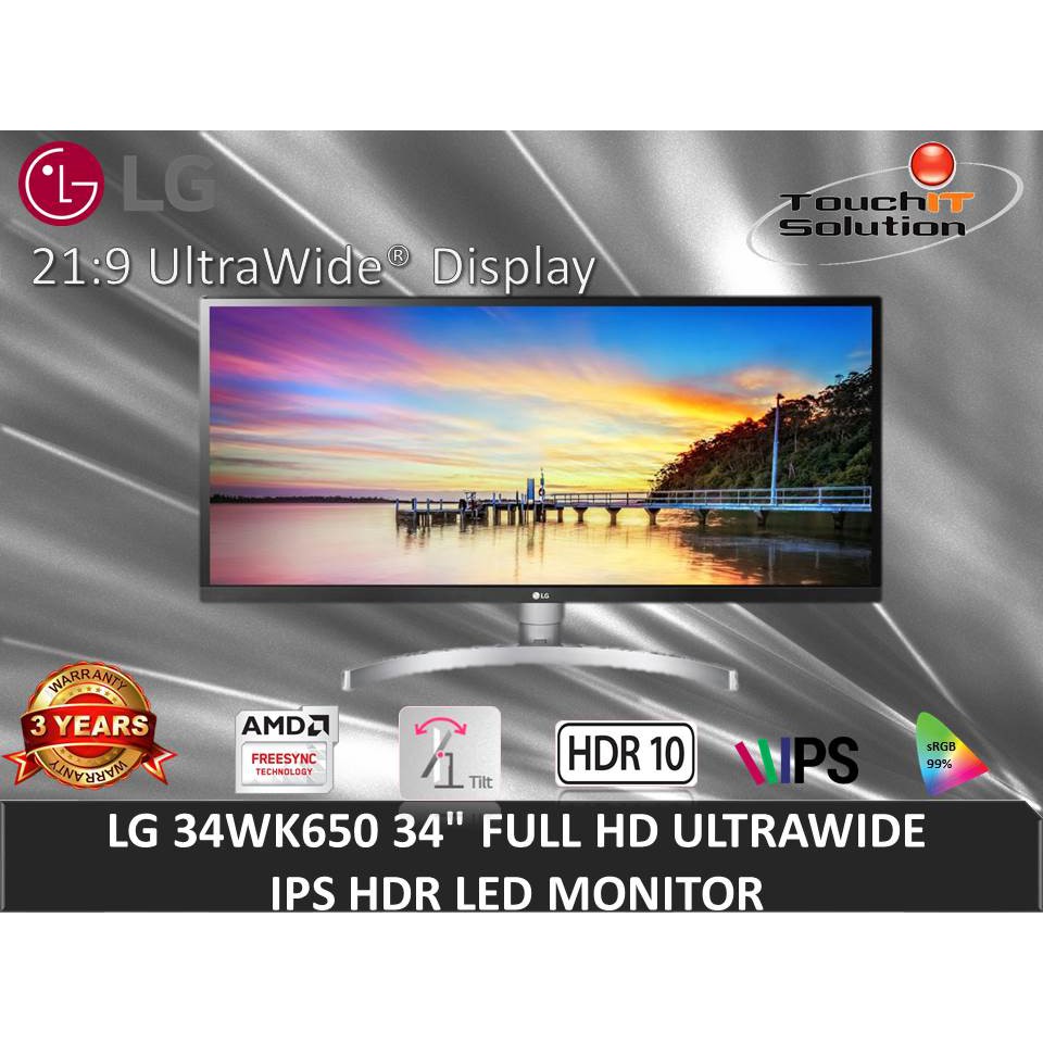 LG 34WK650 34" FULL HD ULTRAWIDE IPS HDR LED MONITOR | Shopee Malaysia