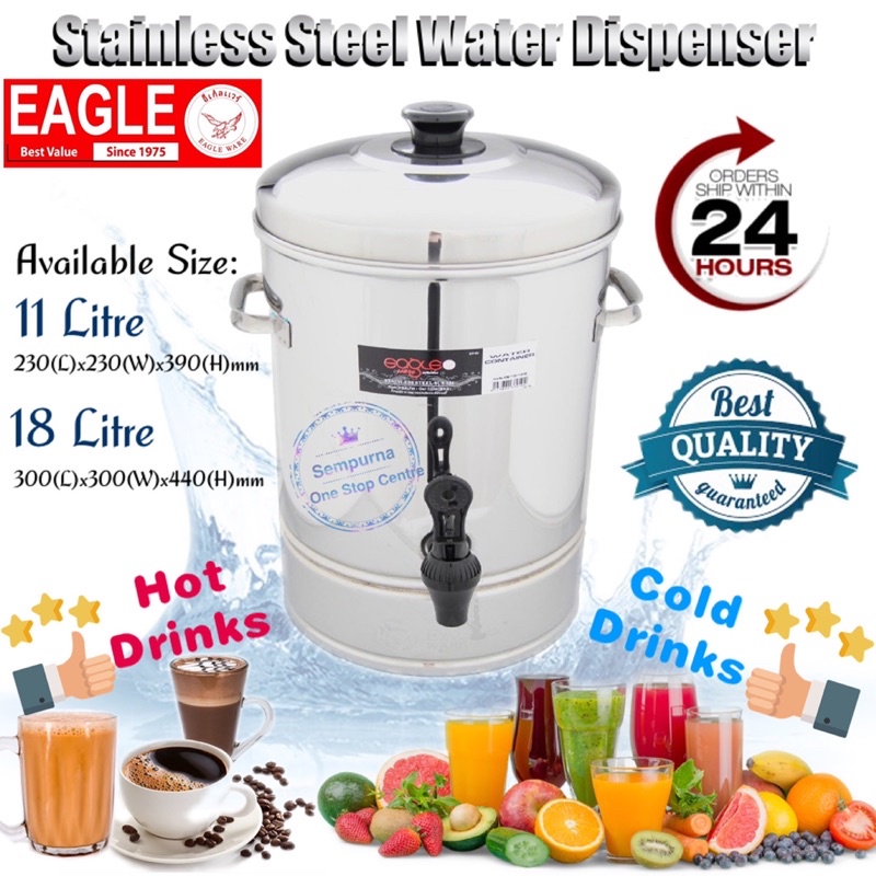 Stainless Steel Water Dispenser/ Water Container 11L/ 18L (Eagle Ware ...