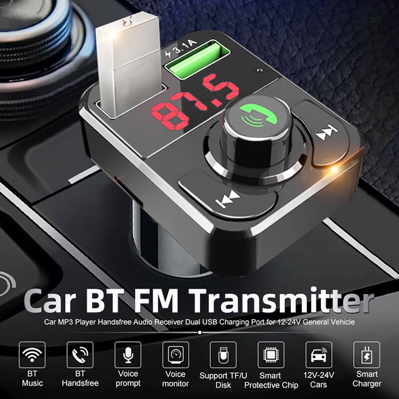 Car MP3 Player Car Kit Handsfree Music Bluetooth Wireless FM Radio ...