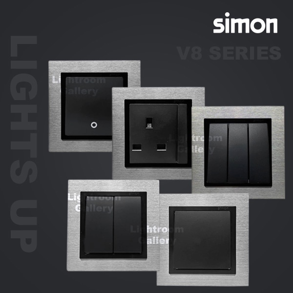 SIMON V8 SERIES BLACK SWITCH STAINLESS STEEL SILVER FRAME SWITCHES AND ...