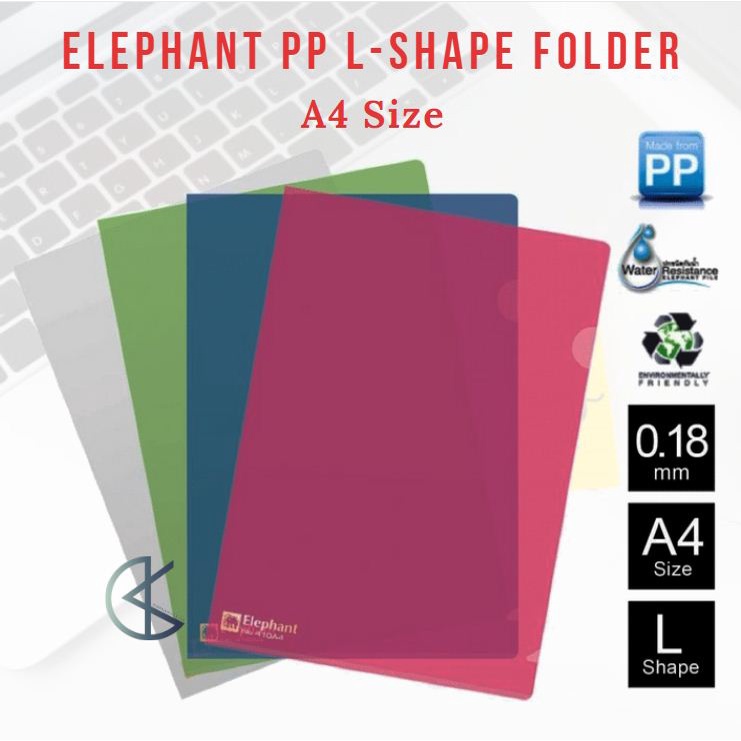 Elephant PP L-Shape Folder File / Transparent Clear Colour L Folders ...