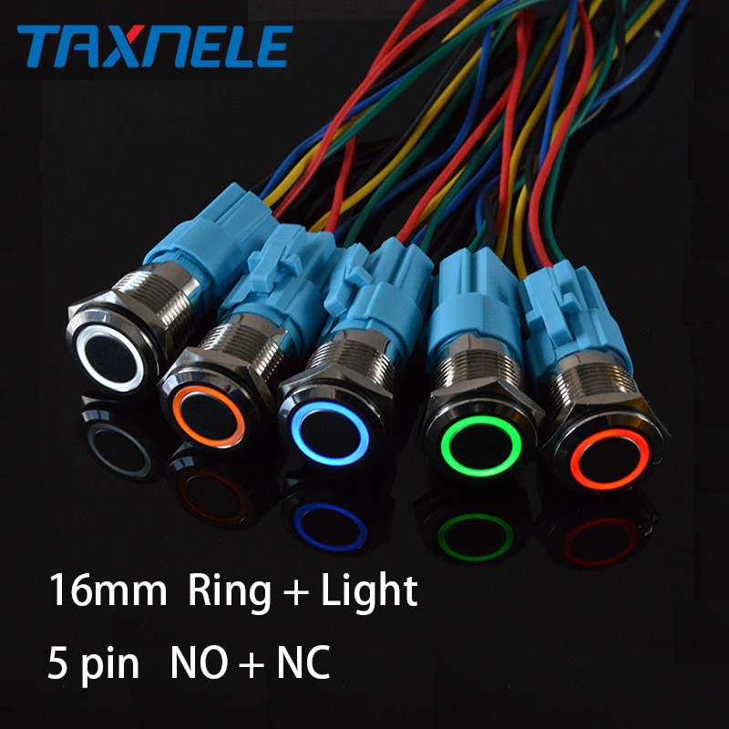 16mm Waterproof Metal Push Button Switch Ring and LED light 9-24V 12V ...