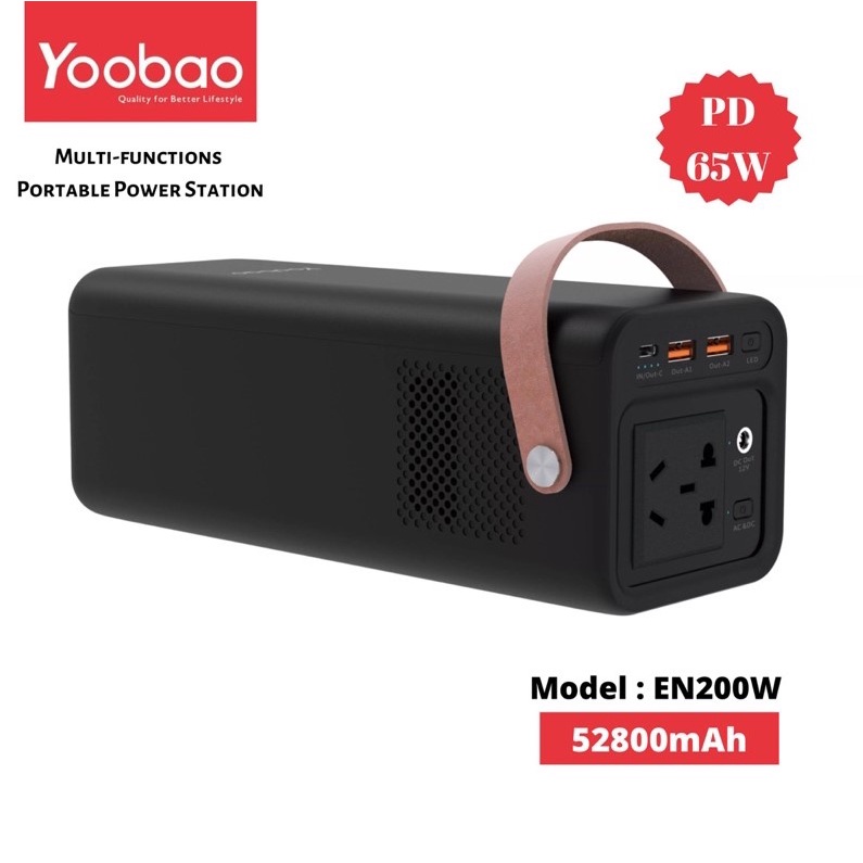 Yoobao EN200W 52,800mAh Capacity AC DC PD 65W Power Bank Quick charge Camping Device LED light ...