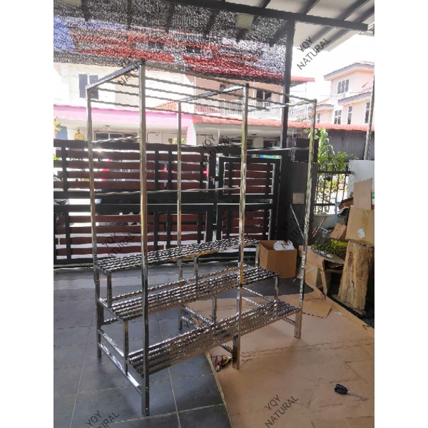 (Malaysia Ready Stock)SUS304 Roof hanger type Flower rack bunga 3layer ...