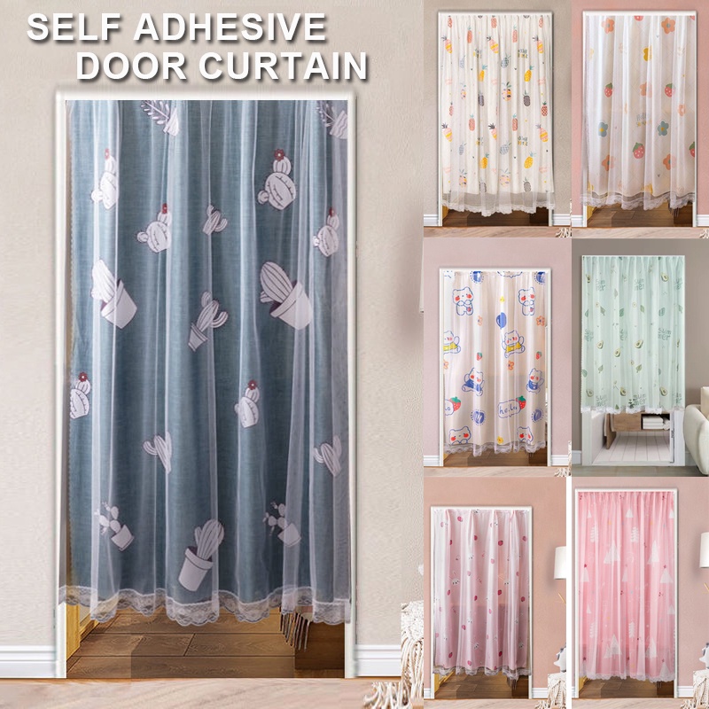 No Punching 2 layer Kitchen Door Curtain Printed Kitchen Partition ...