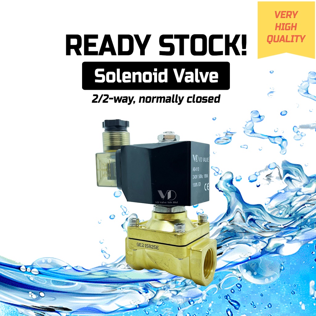 VD Valve VDW Series 2/2-Way Brass Solenoid Valve 1/2" to 2" [READY STOCK] Normally closed ...
