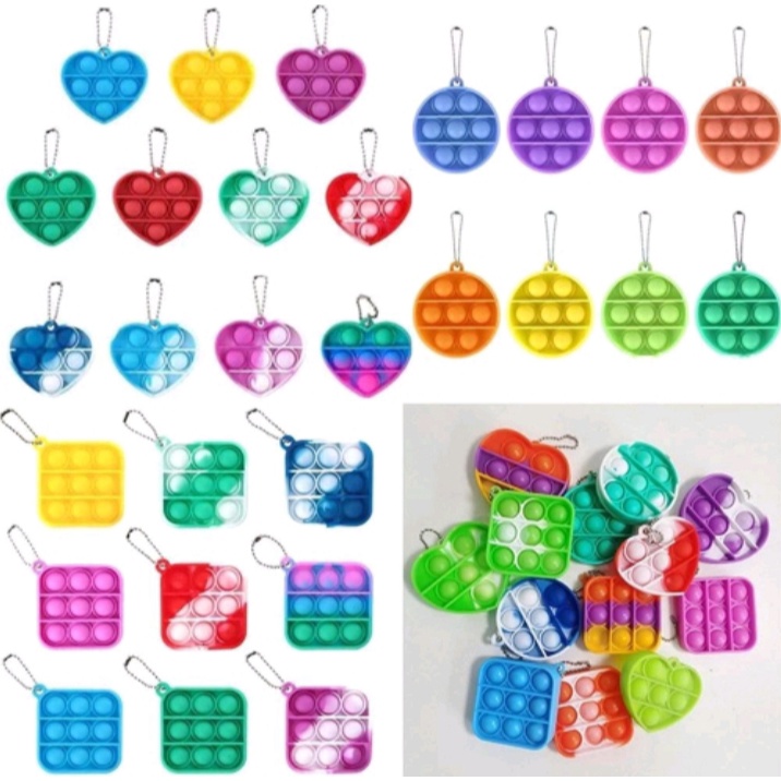 Viral~Pop It Fidget Toys Mini Fidget Keychain Small Push Pop It Bubble ...