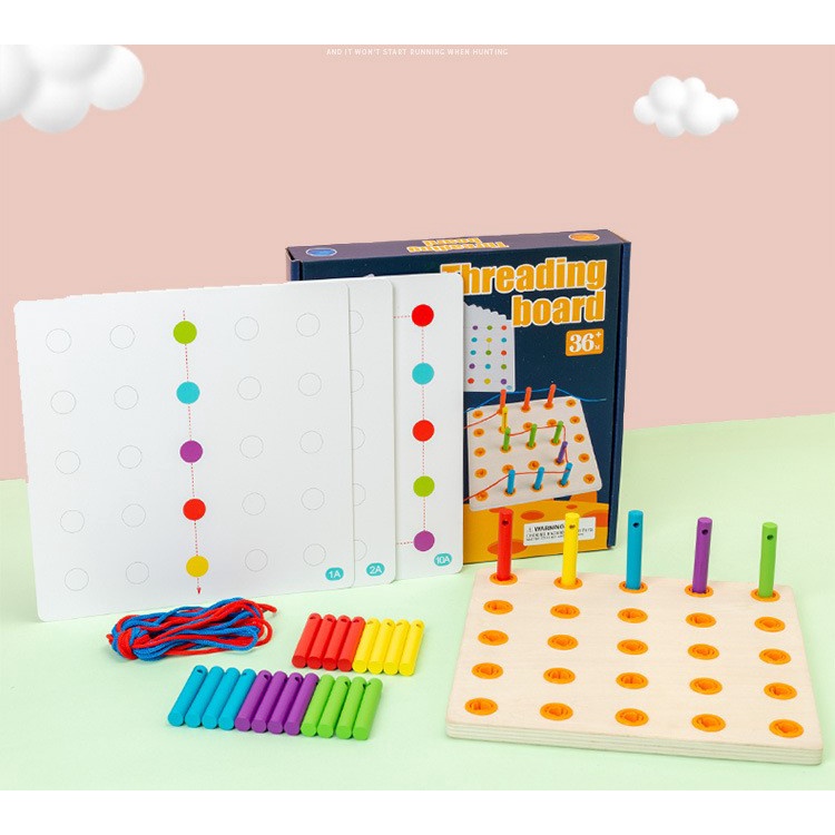 Kids Montessori Threading Boards Fine motor skill toys Color Sorting ...