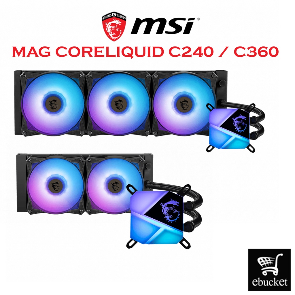 MSI MAG Coreliquid C240 / C360 ARGB Liquid Cooler | Shopee Malaysia