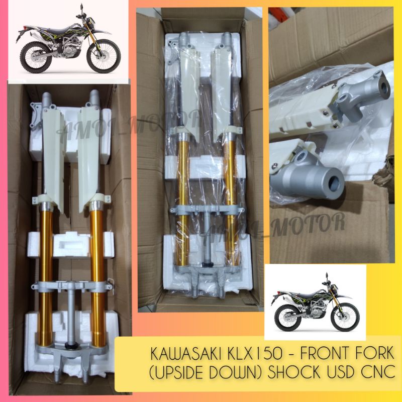KLX150 FRONT FORK (UPSIDE DOWN) KLX150 SHOCK FULL CNC GOLD NEW DESIGN | Shopee Malaysia