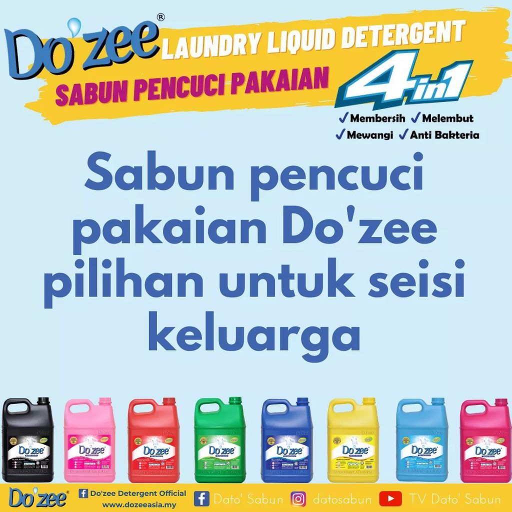 SABUN PAKAIAN 4 IN 1 DOZEE HALAL MALAYSIA 10 KG ONLY | Shopee Malaysia