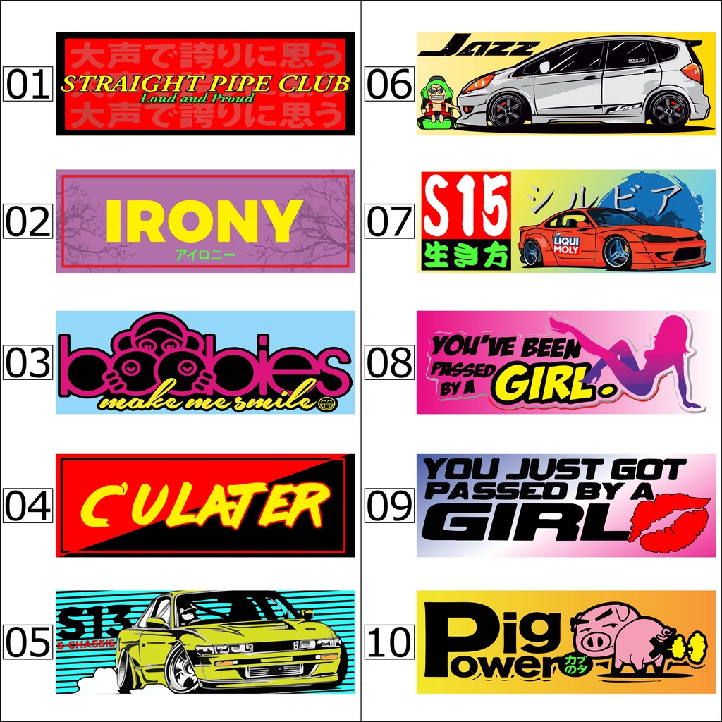 C38 CAR/MOTOR STICKER CAR BODY STICKER WATERPROOF 1 PC IRONY PIG POWER ...