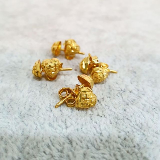 Subang Paku EMAS 916 ( original ) Design Love ketupat | Shopee Malaysia