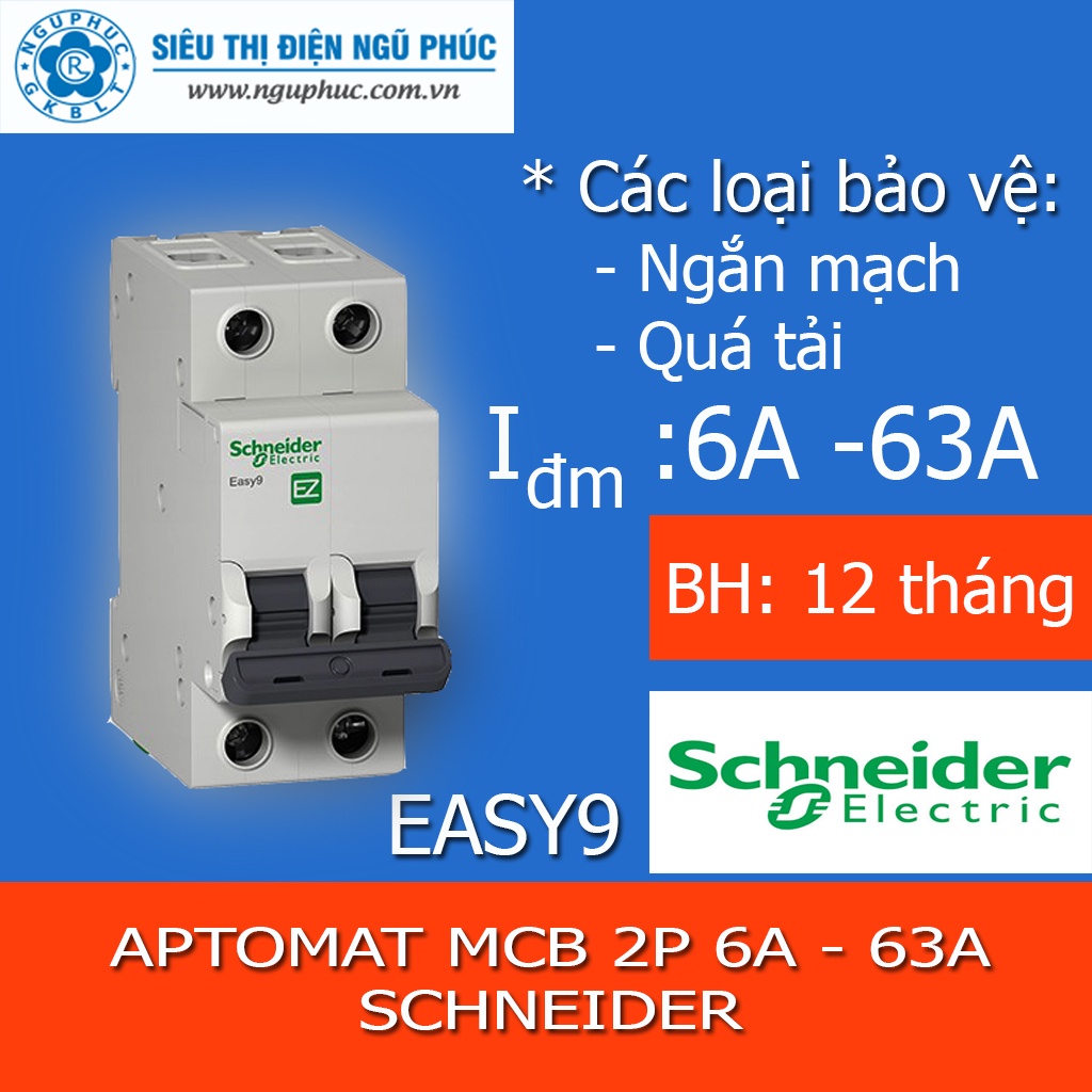 Aptomat MCB Easy9 - 2P - 6A ~ 63A Schneider | Shopee Malaysia