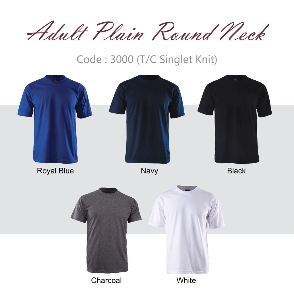 -3000- Enzo Plain Round Neck T-Shirt [Adult] | Shopee Malaysia