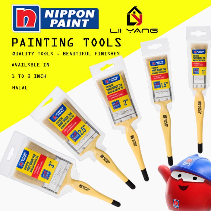 HALAL BERUS PAINT BRUSH Nippon Paint Nylon Synthetic Filament Paint ...