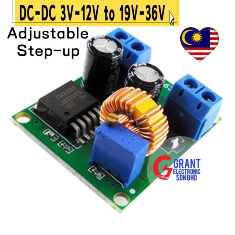 DC-DC 3V-12V to 19V-36V Adjustable Step-up Boost Power Supply Module ...