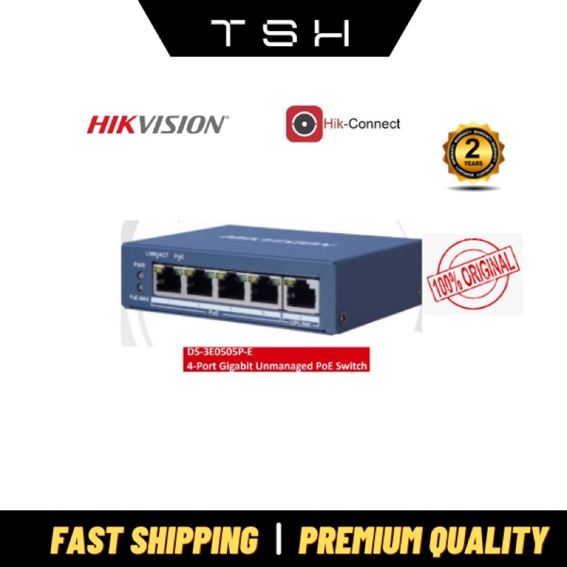 HiKvision DS-3E0505P-E 4-Port Gigabit Unmanaged PoE Switch-Tsh | Shopee Malaysia