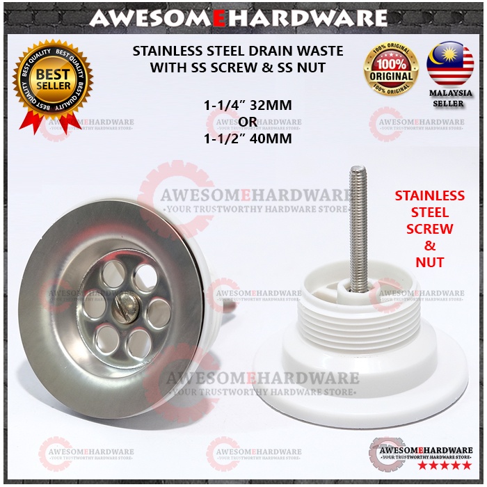 (FULLY STAINLESS STEEL SCREW) 32MM/40MM STAINLESS STEEL WASTE STRAINER ...