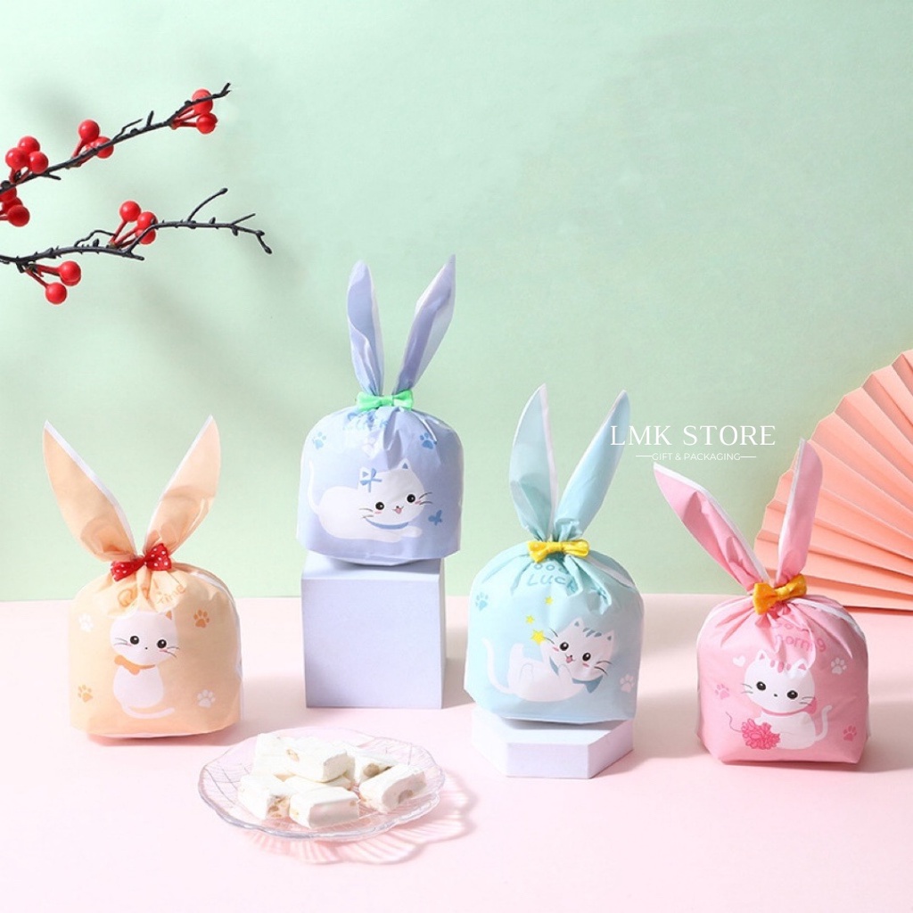 LMK 50pcs 4 in 1 Bunny Ear Cookies Bag Candy Biscuit Bakery Packaging ...