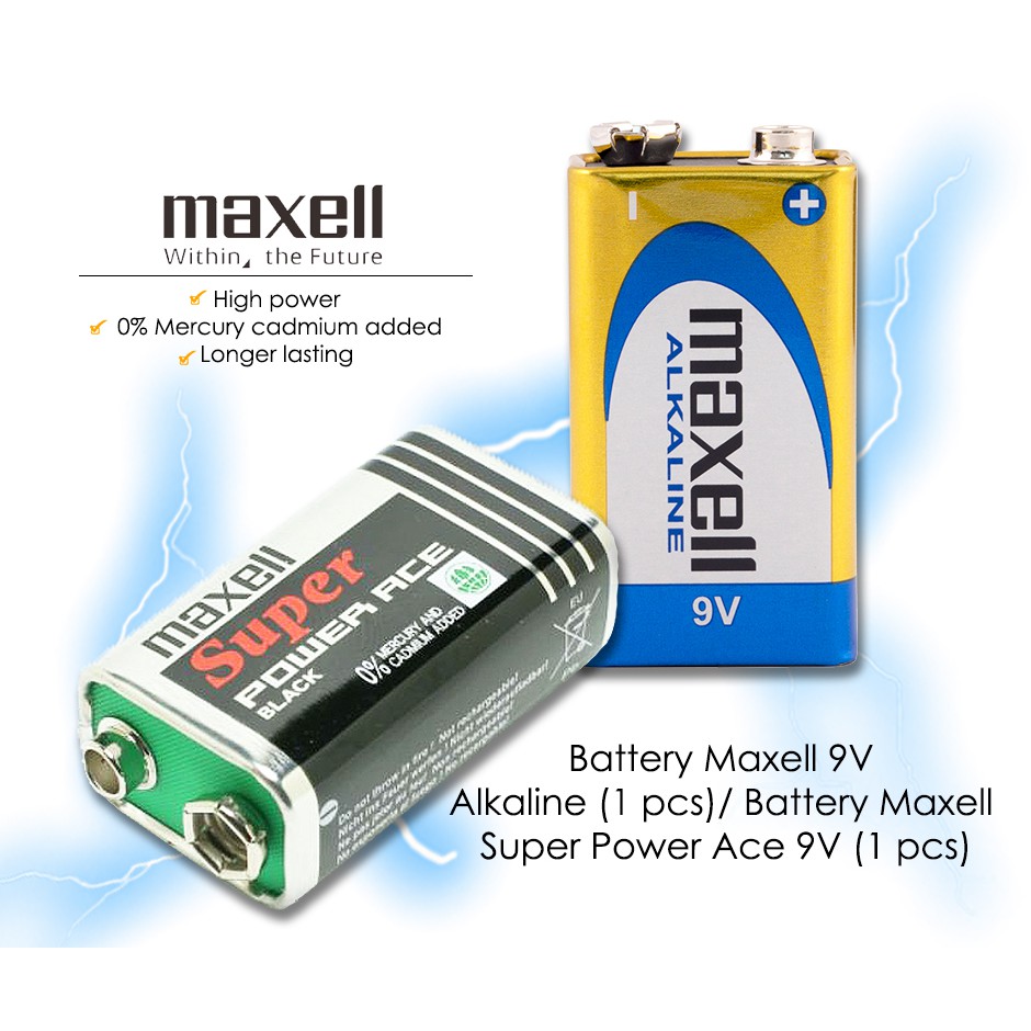 Original Battery Maxell Battery Super Power Ace 9V/Maxell Alkaline 9V ...