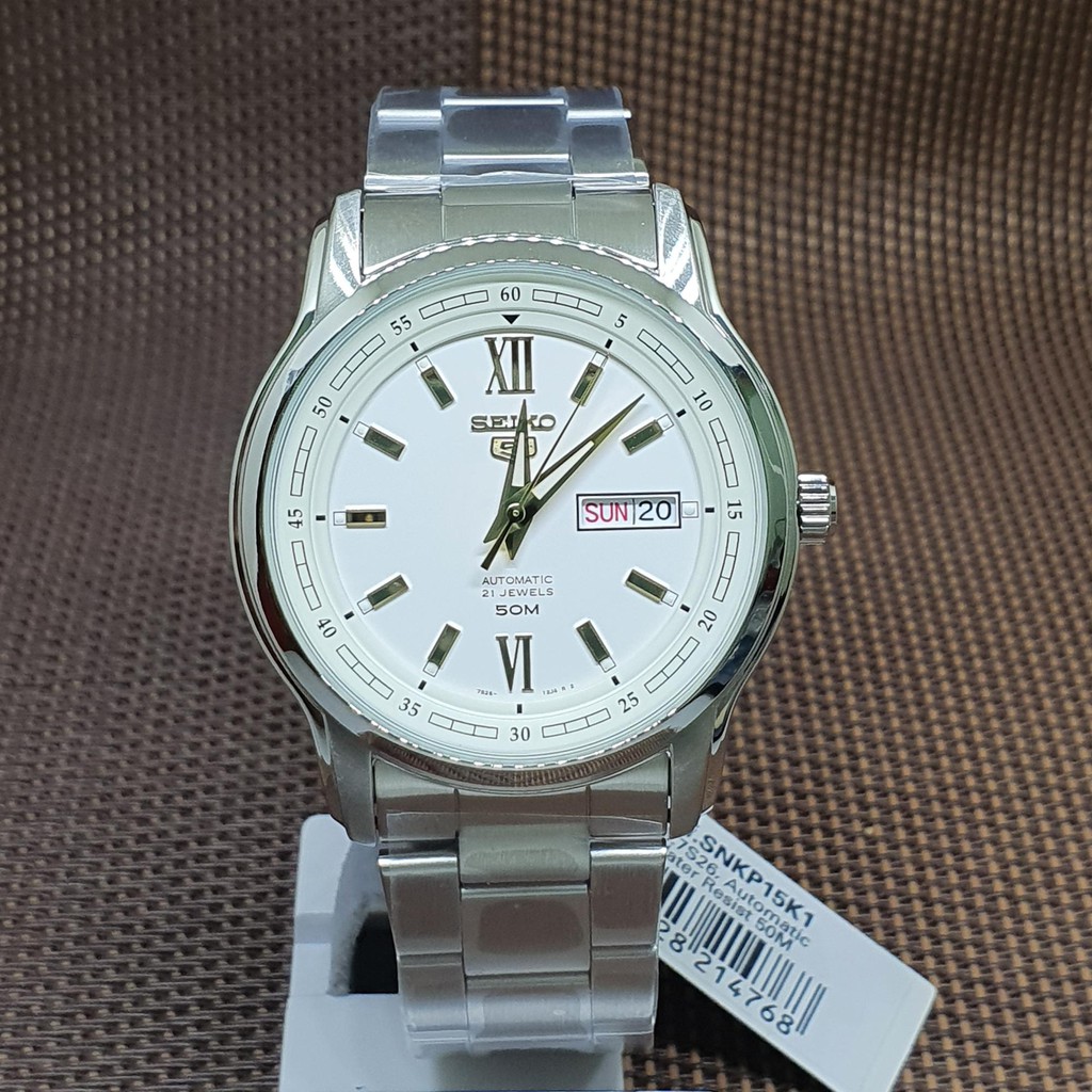 Seiko 5 SNKP15K1 Automatic Stainless Steel Analog Day Date Round Men's ...