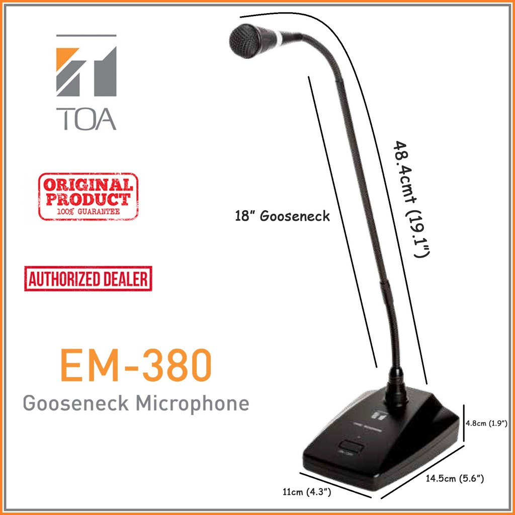 TOA EM-380-AS Gooseneck Microphone ( Phantom Power / Battery ) | Shopee ...