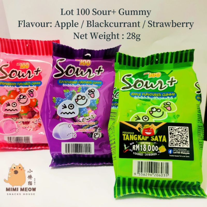 Lot100 Sour+Gummy Blackcurrant / Strawberry / Apple (28g) | Shopee Malaysia
