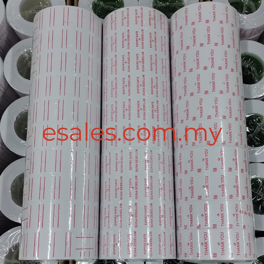 SAGUAN Price Tag Label Sticker MX5500, 10rolls x 800pcs, THANK YOU/RM, Red Line,GUNA SEBELUM ...