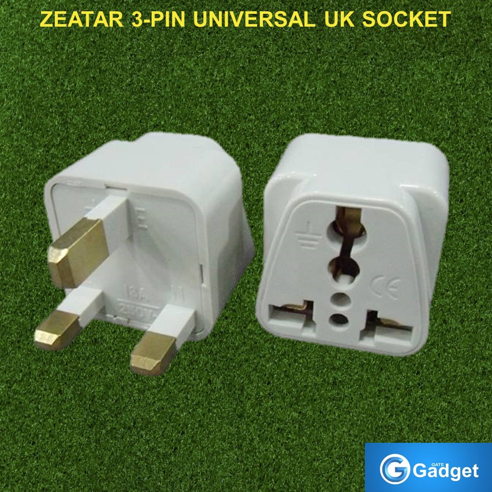 Zeatar 3-Pin Universal UK Plug Convertor Socket Travel Charger Adapter ...