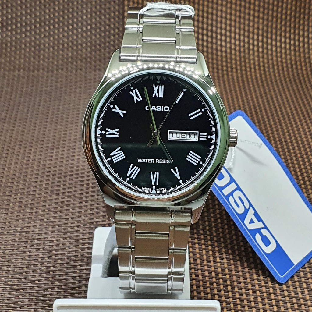 Casio Mtp V006d 1b Analog Men Black Dial Stainless Steel Day Date Quartz Watch Shopee Malaysia