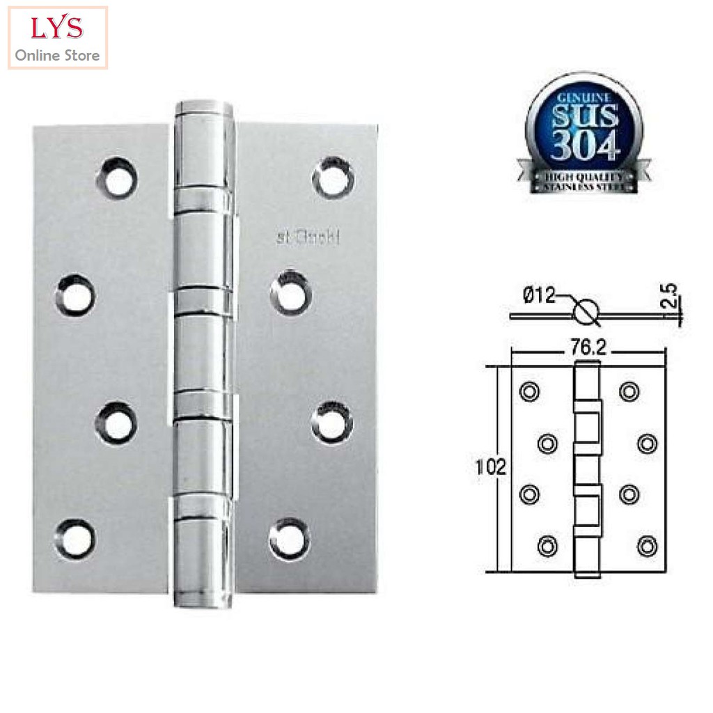 St Guchi Door Hinges SGDH-743025-SS 4BB 4”x3”x2.5mm SUS304 | Shopee ...
