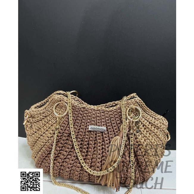 12 - Dark Soft Choc Bag Kait Handmade / Crochet / Benang Kait | Shopee Malaysia