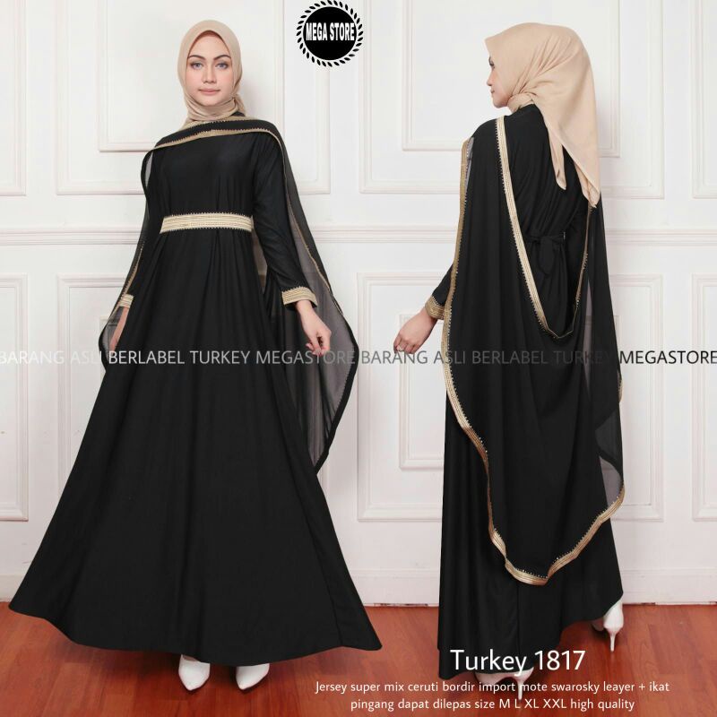 New Busana Gamis Syari Hitam Embroidery 1817 By Mega Store Original ...