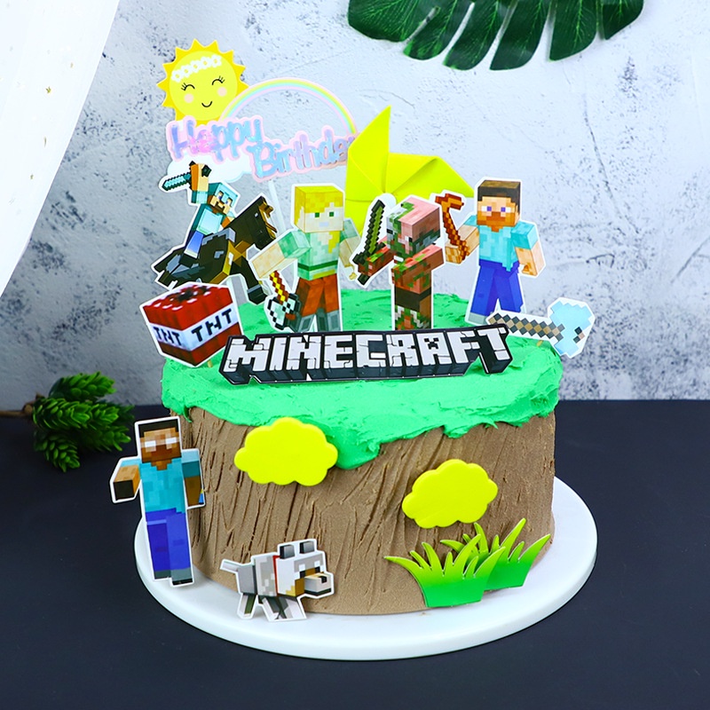 [WAWA] Minecraft theme series cake decoration topper 我的世界 蛋糕装饰插件 ...