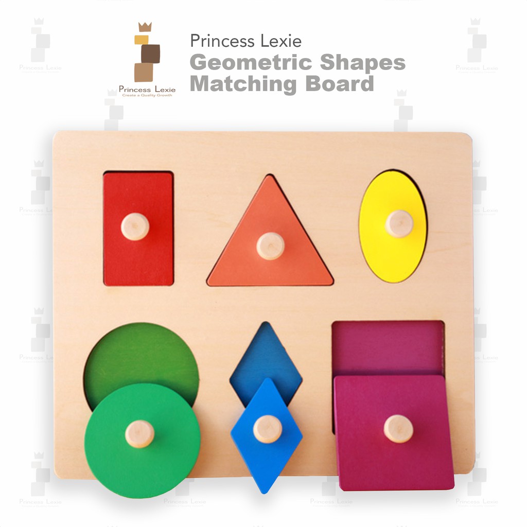 Princess Lexie Geometric Shape Matching Board | Wooden Knobbed Shape ...