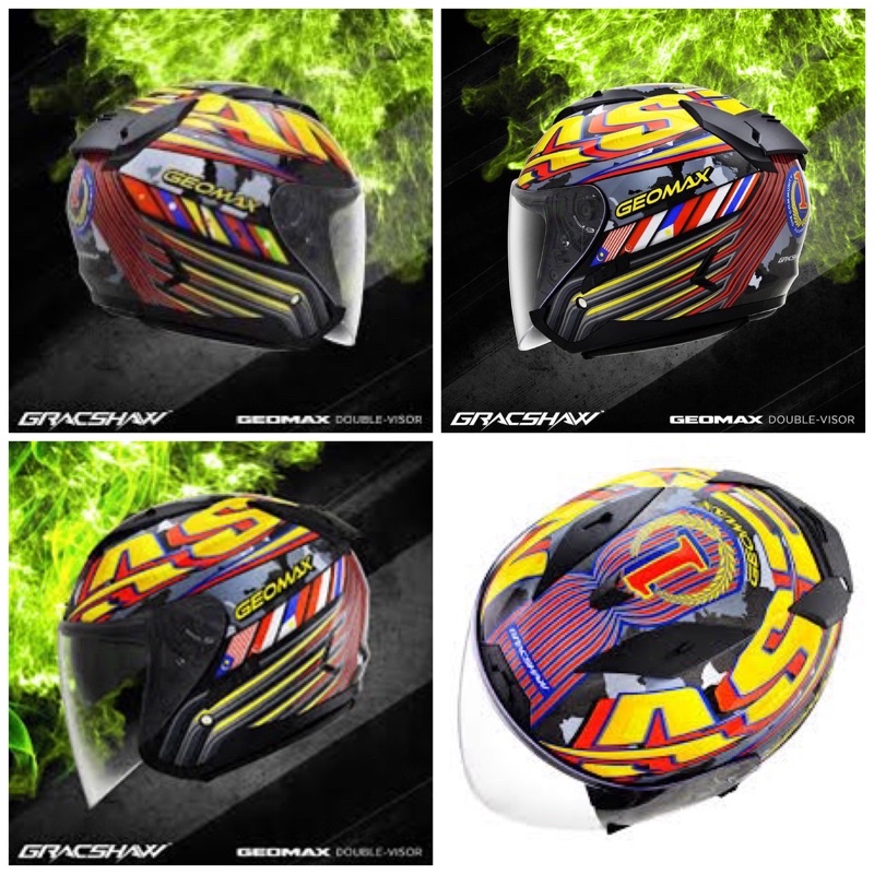 Helmet Gracshaw Geomax Asean | Shopee Malaysia