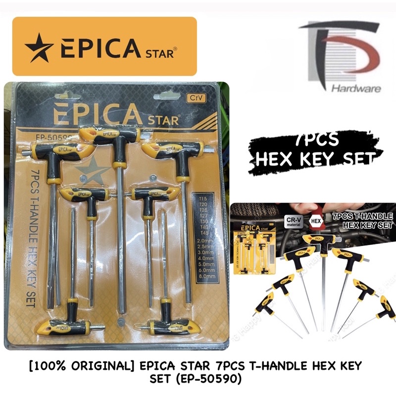 [100% ORIGINAL] EPICA STAR 7PCS T-HANDLE HEX KEY / ALLENKEY SET (EP ...