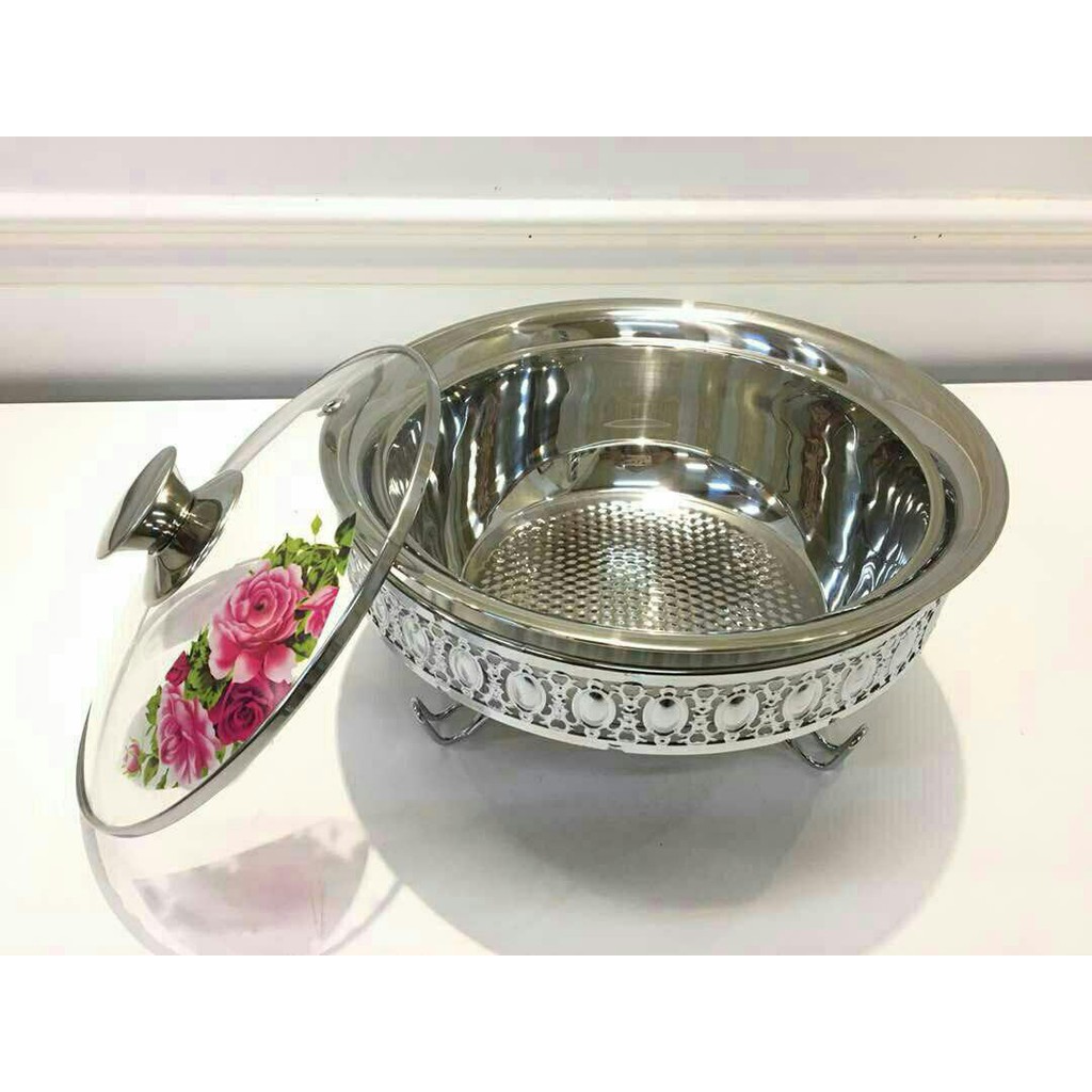 BUFFET BAJET 28CM WITH WARMER + BUNGA TAMPAL (1SET 4PCS) | Shopee Malaysia