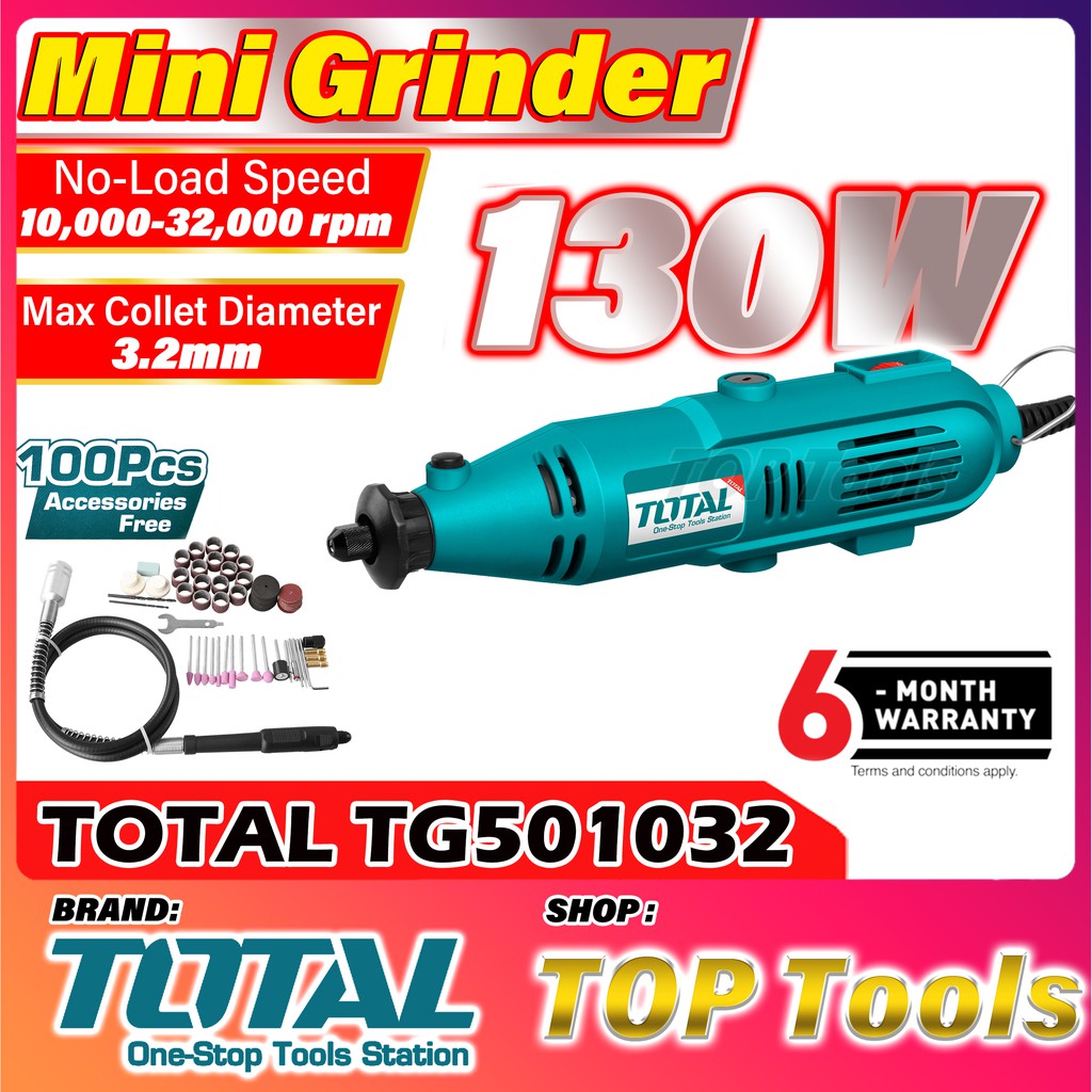 TOTAL 130W Mini Die Grinder TG501032 | Rotary Tool Set Mini Grinder ...