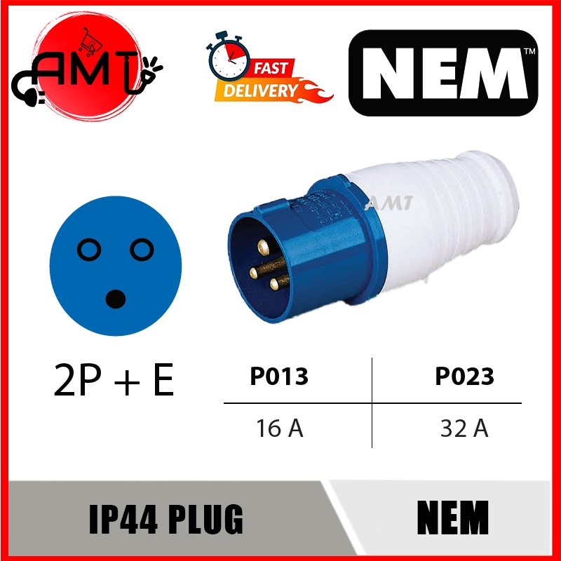 NEM STRAIGHT PLUG 2P+E 16A 32A 013 023 IP44 | Shopee Malaysia