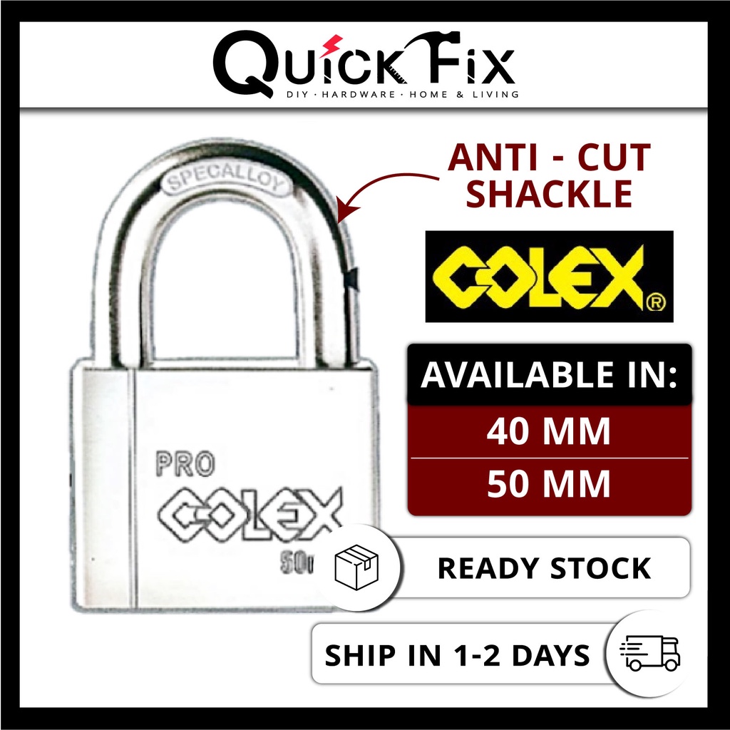 QuickFix COLEX Anti Cut Security Pad Lock 40mm 50mm x 1 Lock Anti-Cut ...