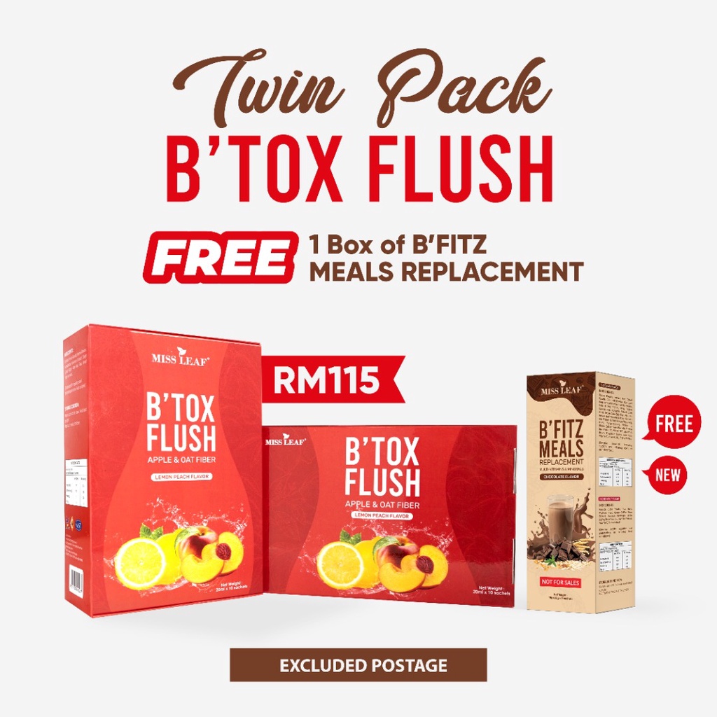 B'Tox Flush Twin Pack 20 Sachets (FREE 2 SACHETS B'FITZ TRIAL) | Shopee ...